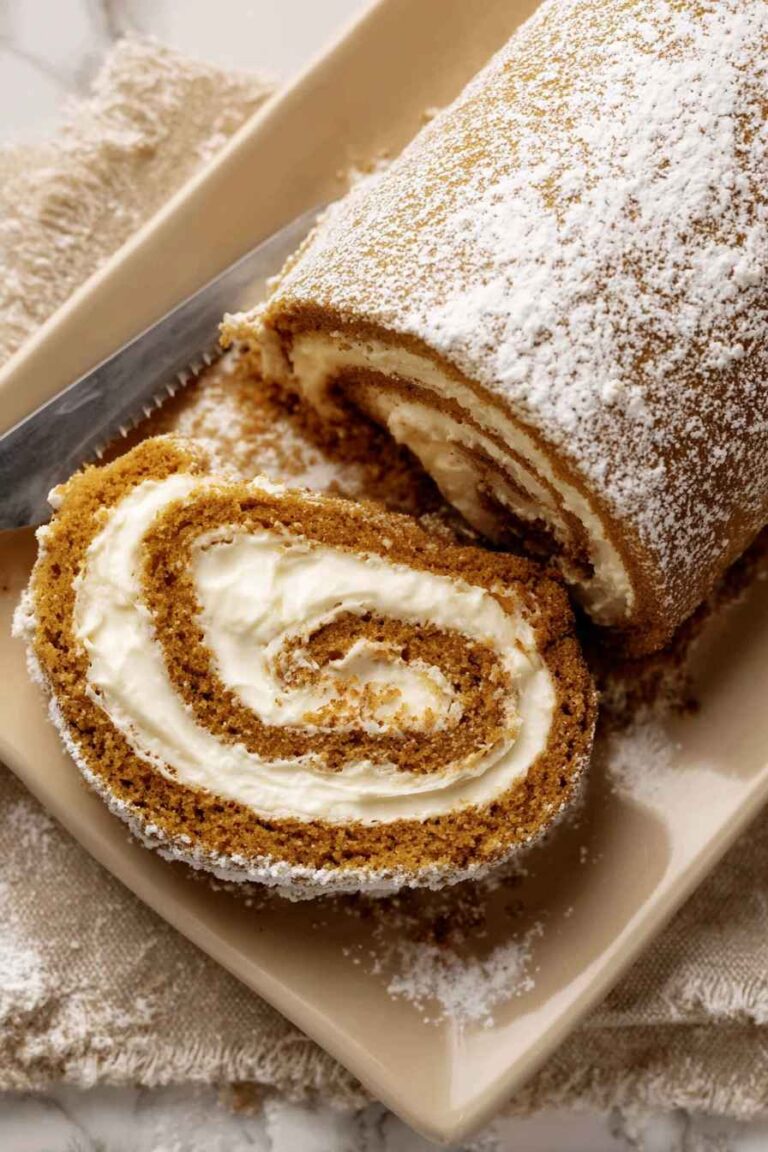 Fall Pumpkin Spice Roll Cake - theamazingfood