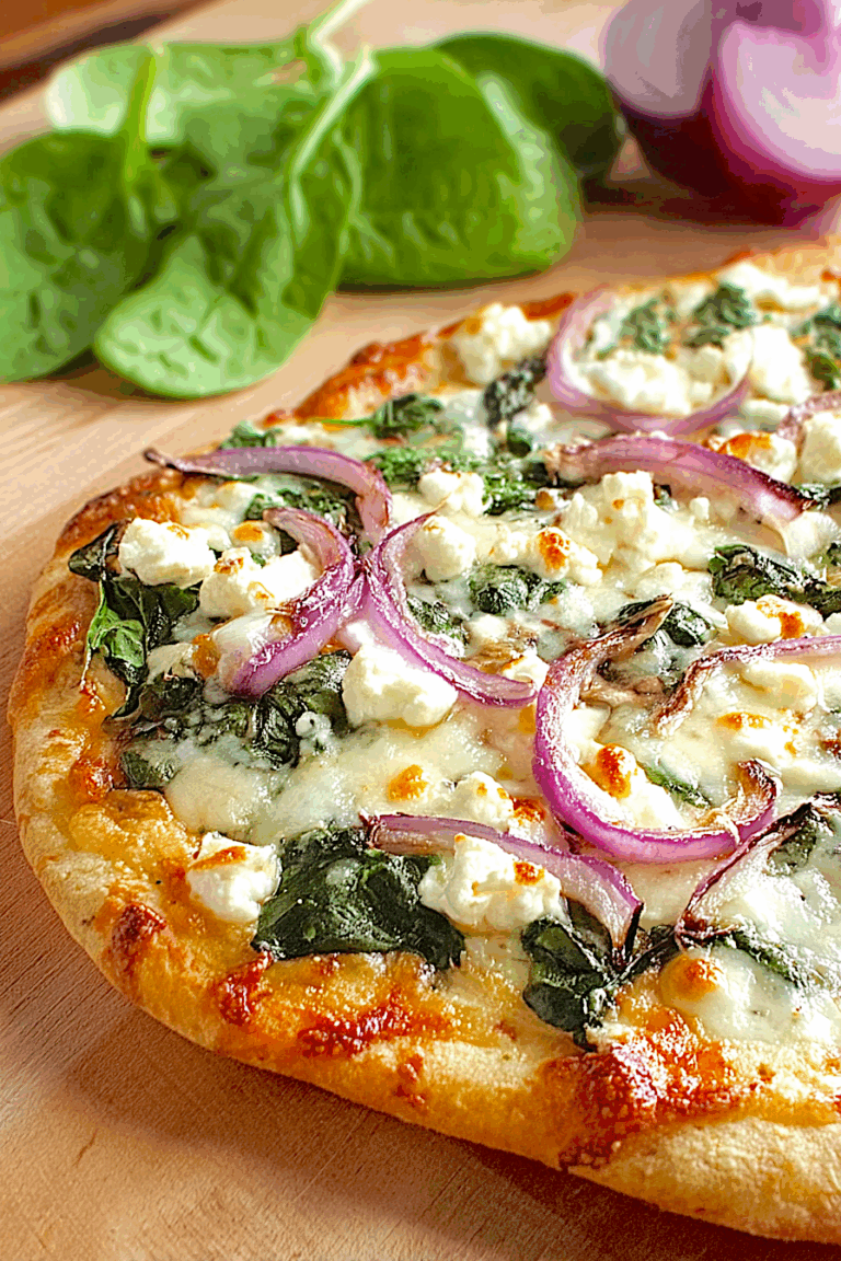 Tasty Spinach and Feta Flatbread Pizza - theamazingfood