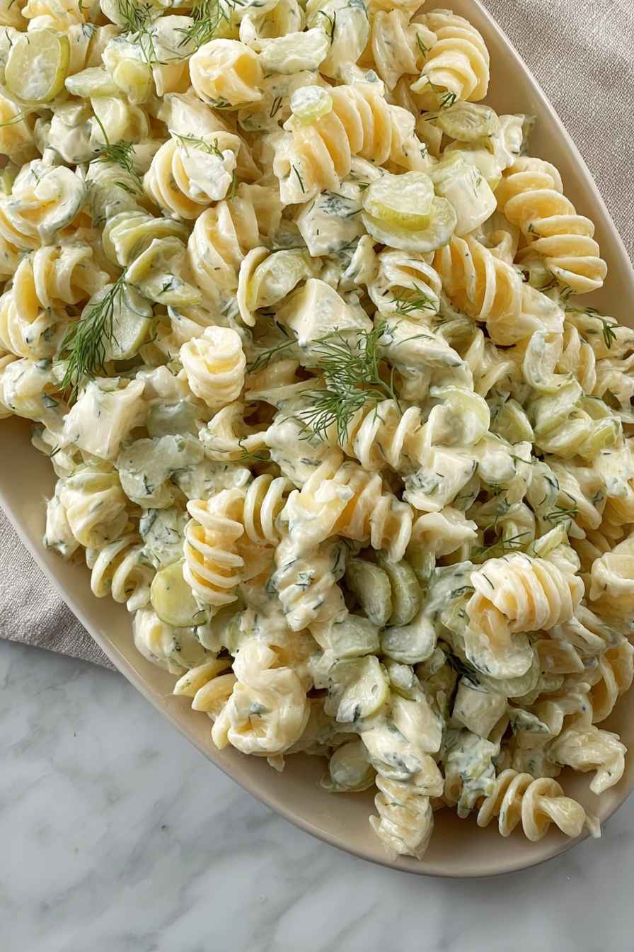 Simple Dill Pickle Pasta Salad - theamazingfood