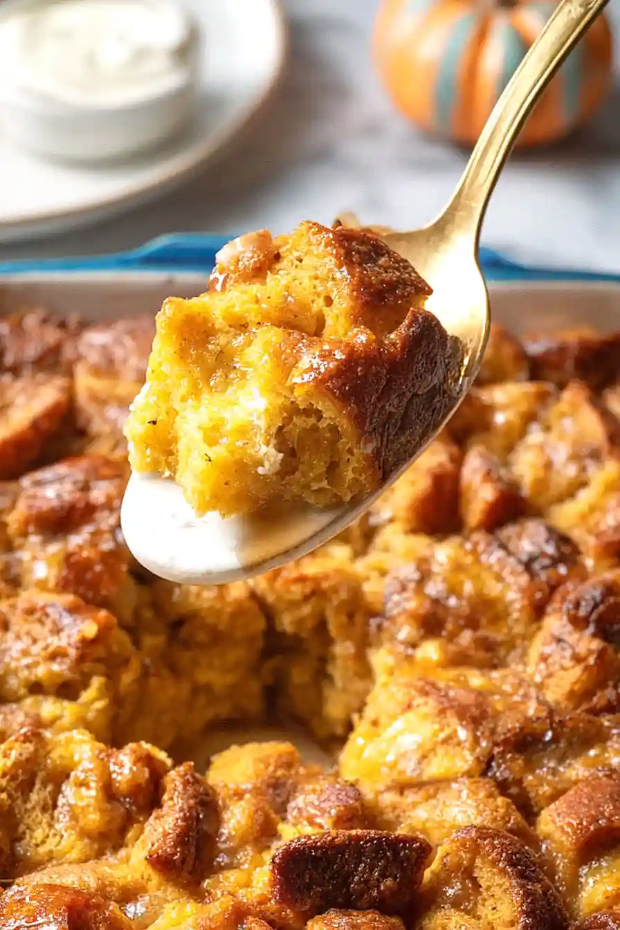 Cozy Pumpkin Spice Bread Pudding - theamazingfood