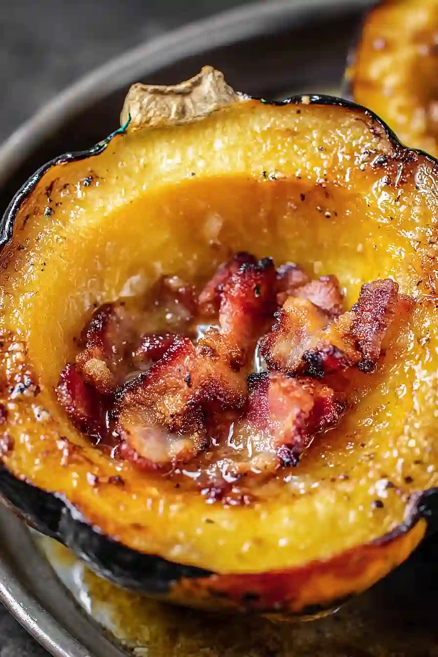 Easy Stuffed Acorn Squash with Bacon - theamazingfood
