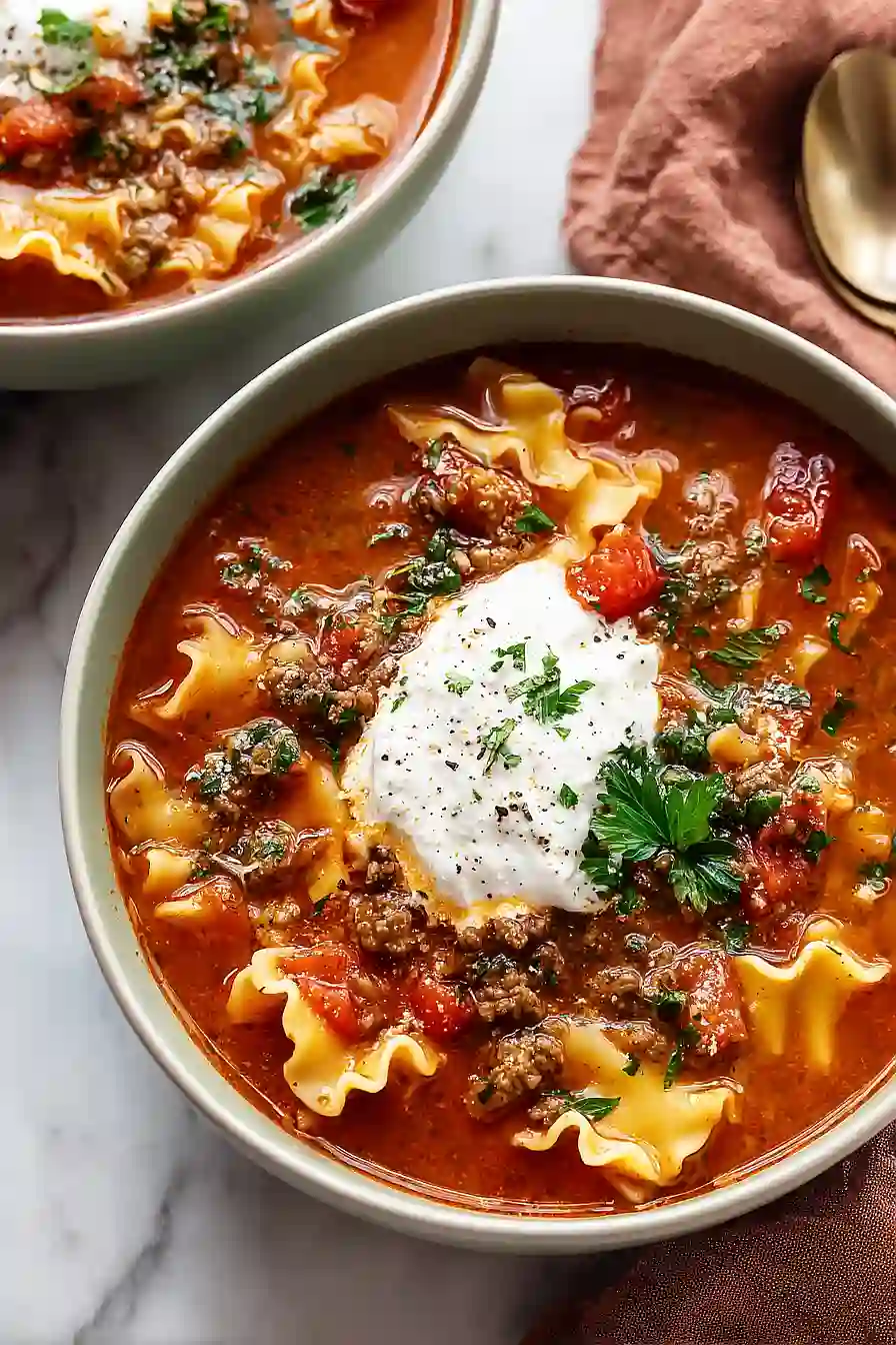 Easy Lasagna Soup for Two - theamazingfood
