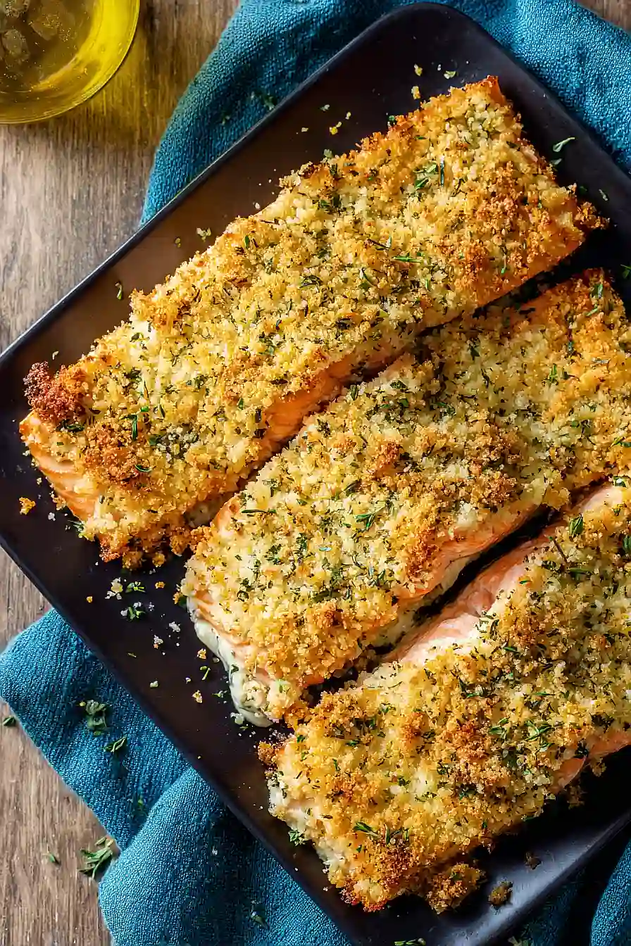 Garlic Parmesan Crusted Salmon with Mayo - theamazingfood