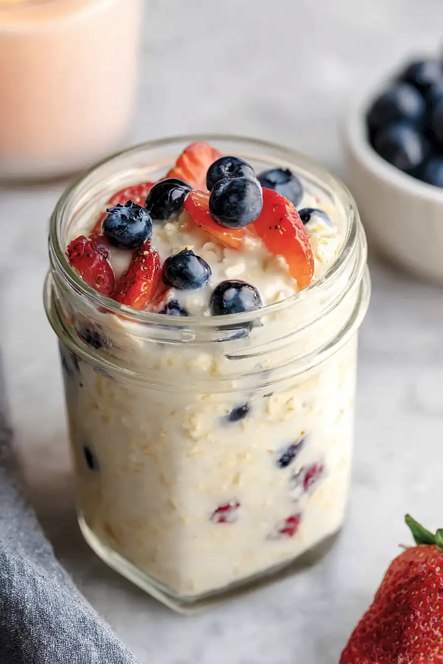 Best Berry Vanilla Overnight Oats with Greek Yogurt - theamazingfood