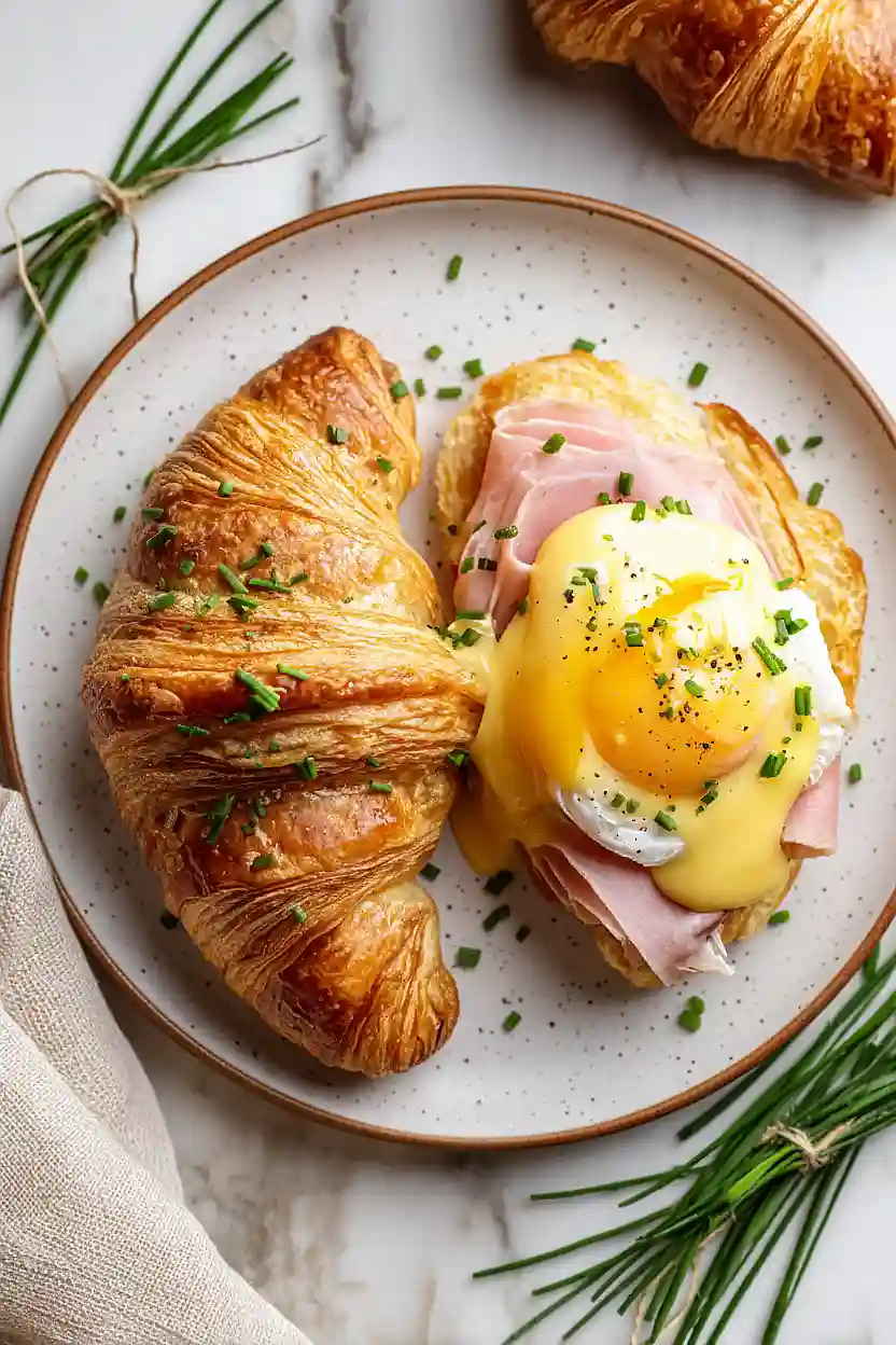 Gourmet Croissant Eggs Benedict - theamazingfood