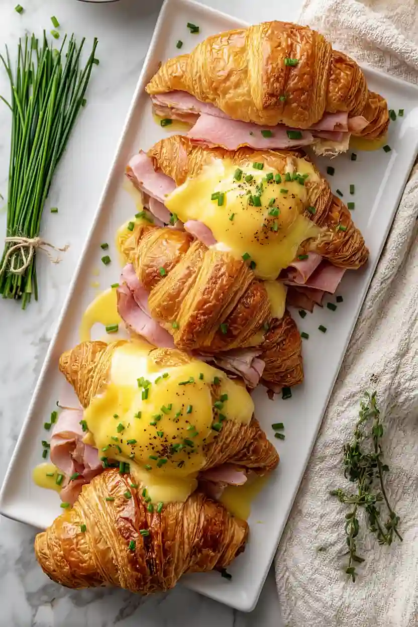 Gourmet Croissant Eggs Benedict - theamazingfood
