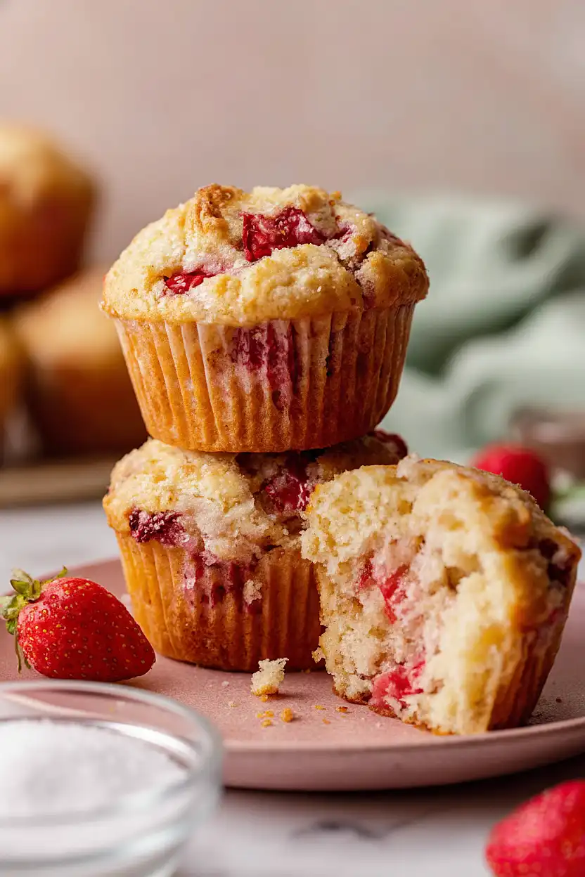 Juicy Vegan Strawberry Muffins - theamazingfood