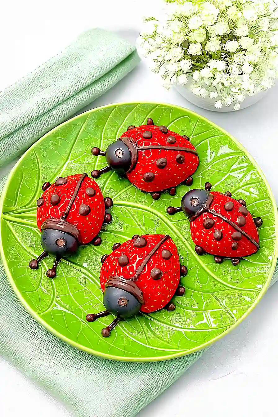 Delicious Chocolate Covered Strawberry Ladybugs - theamazingfood