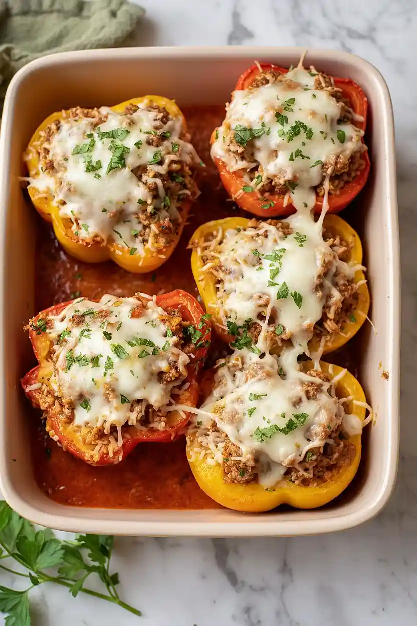 Ground Beef Stuffed Bell Peppers with Tomato Soup - theamazingfood